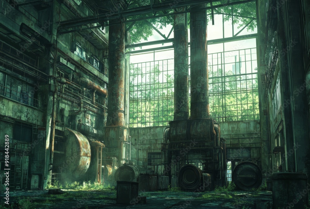 Desolate Beauty: Abandoned Factory Art with Rusting Machinery and ...