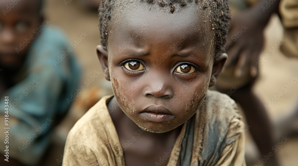 Hungry African child begging for food Malnutrition, portrait of a ...