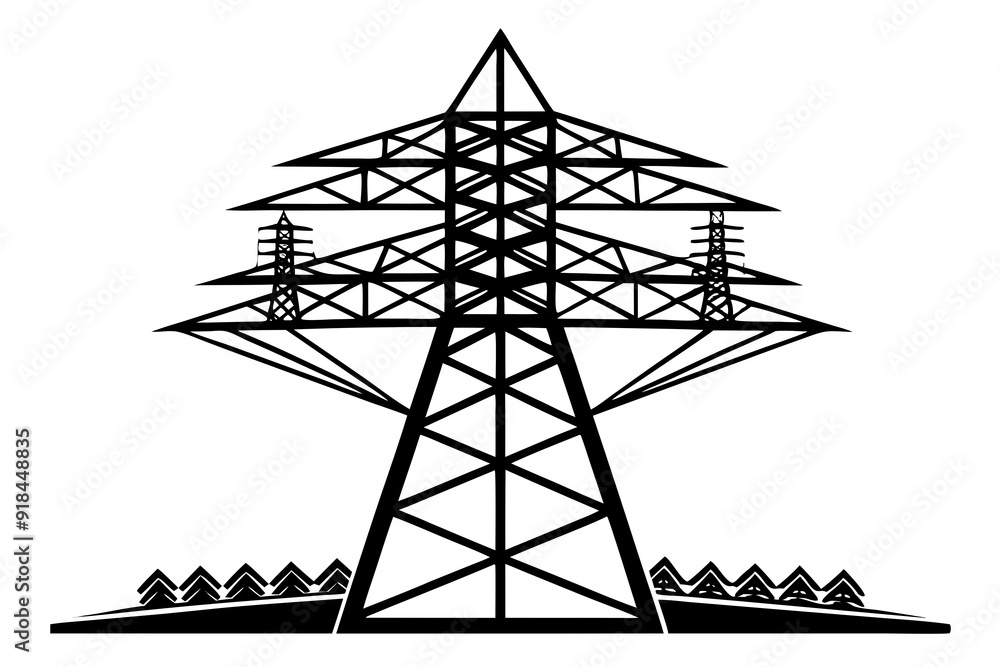 power tower black silhouette illustratuin,Electrical Towers, Power ...