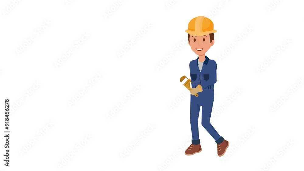 Man architect character walk. Side view 2d Animation. White Background ...