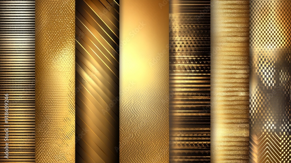 Gold texture gradient background big vector set. Metallic design for ...