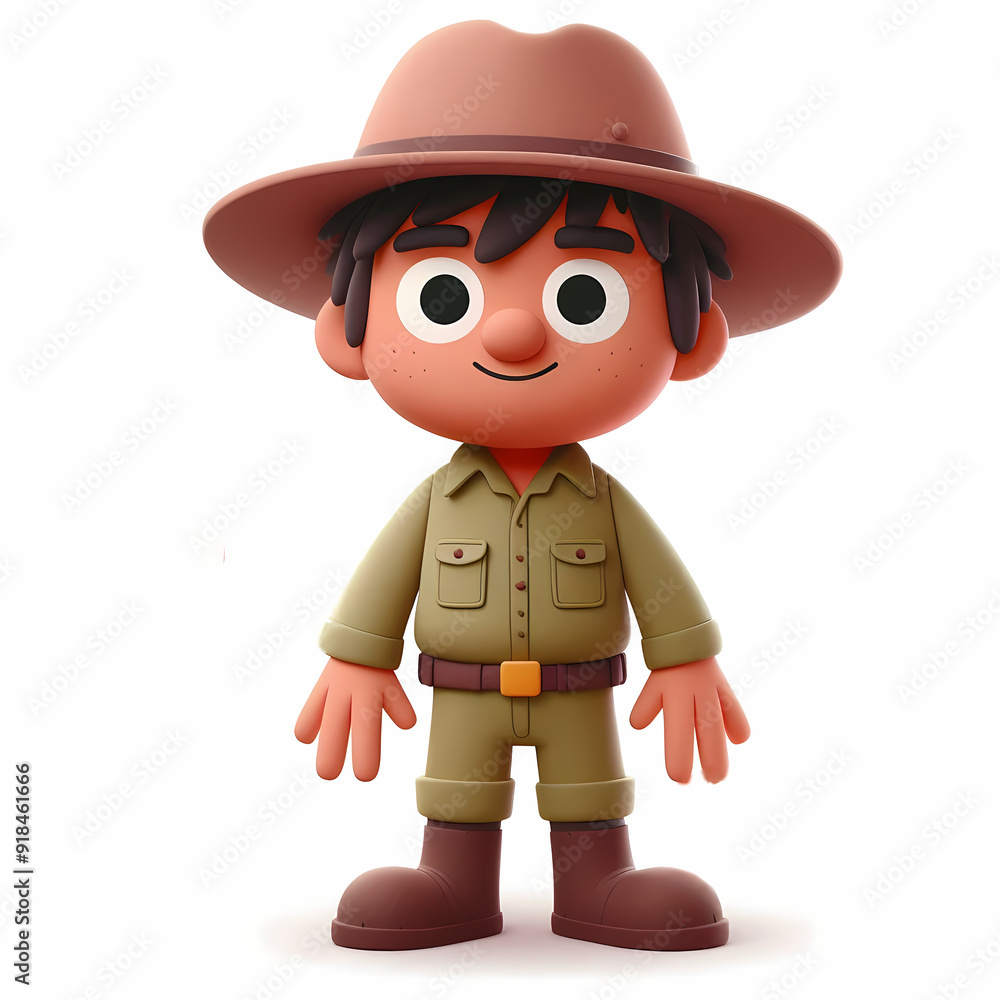 Australia Cultural Character Boy in Bush Explorer Safari Outfit with ...