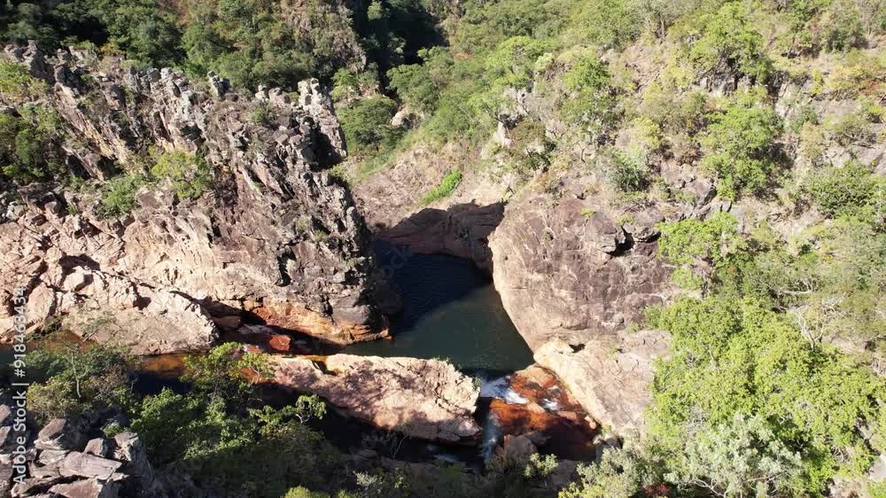 aerial video of Complexo do Macaco, Catedral waterfall, Cachoeira ...