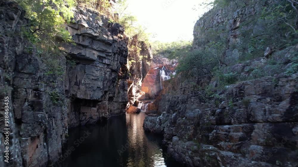 aerial video of Complexo do Macaco, Catedral waterfall, Cachoeira ...