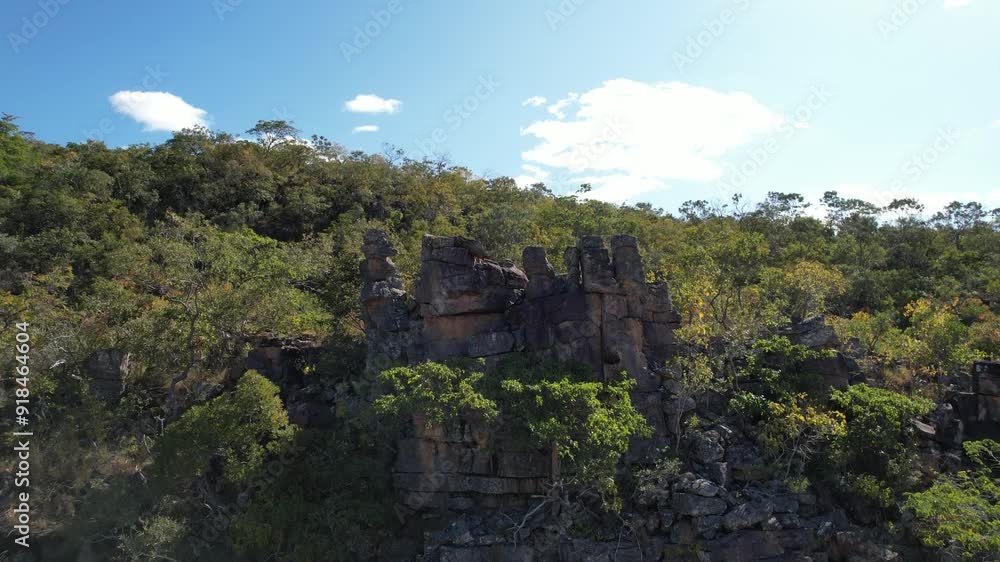 aerial video of Complexo do Macaco, Catedral waterfall, Cachoeira ...