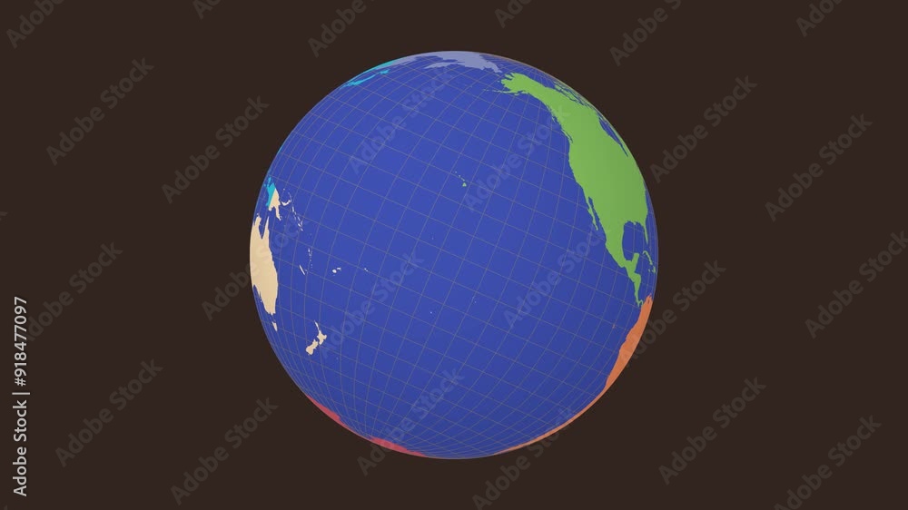 Rotating planet. Tilted sphere view. Slow speed planet rotation ...