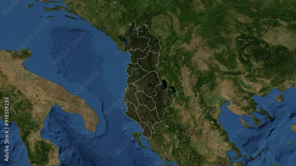 Zoom from Earth to Albania. World map animation with highlighted ...