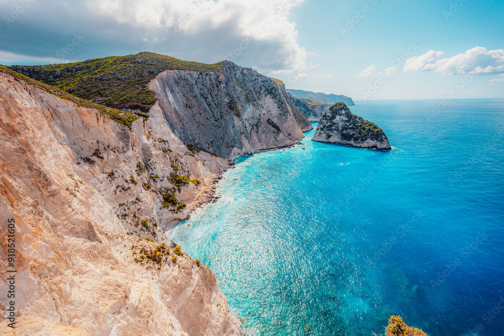 Plakaki beach on Zakynthos island or Zante Island, Greece. Beautiful ...