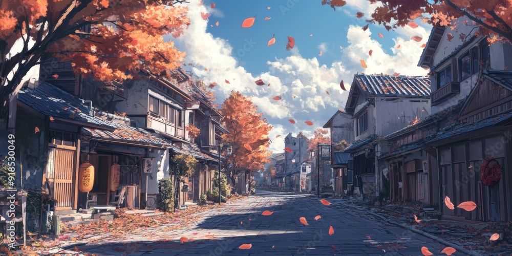 Deserted Townscape: An Anime-Style Illustration of an Abandoned City ...