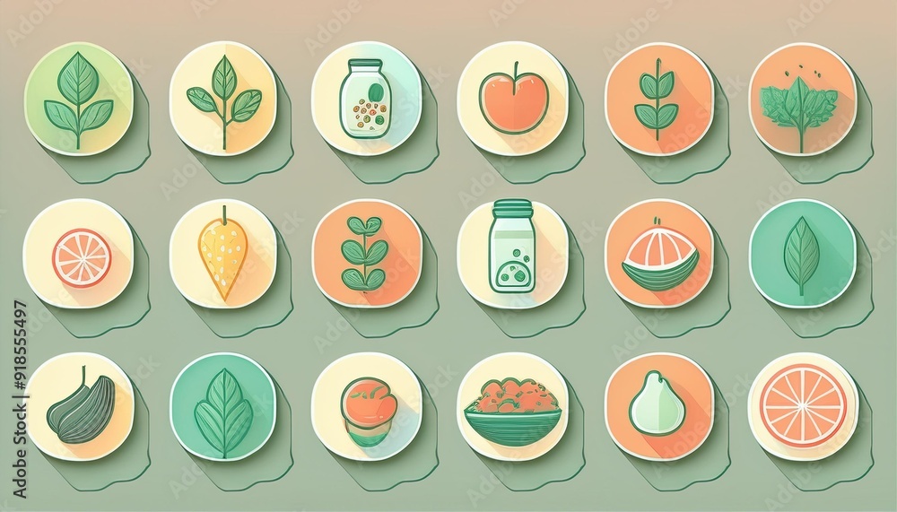 minimalist icon set nutrition and healthy eating symbols clean lines ...