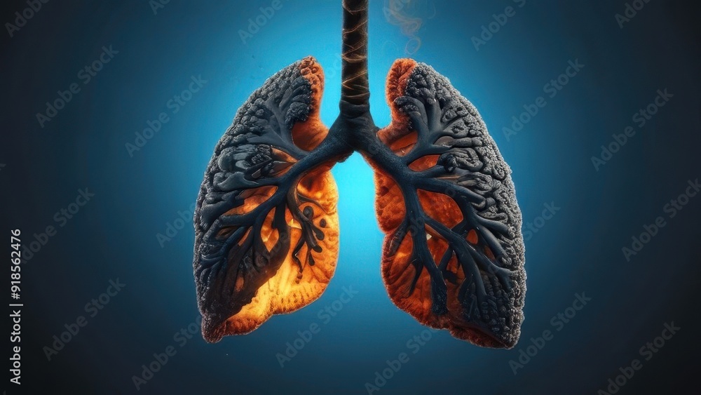 A cigarette in a smoker's lungs causes deterioration of health and ...