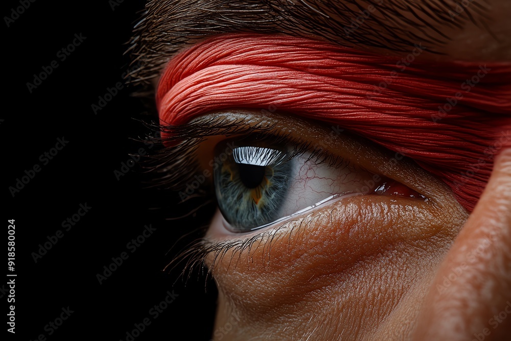 ภาพประกอบสต็อก Closeup of the muscles around the eye with optic nerves ...