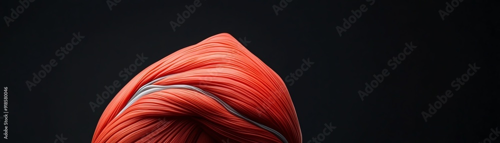 Closeup of the pectoral muscles with nerve fibers running through ...