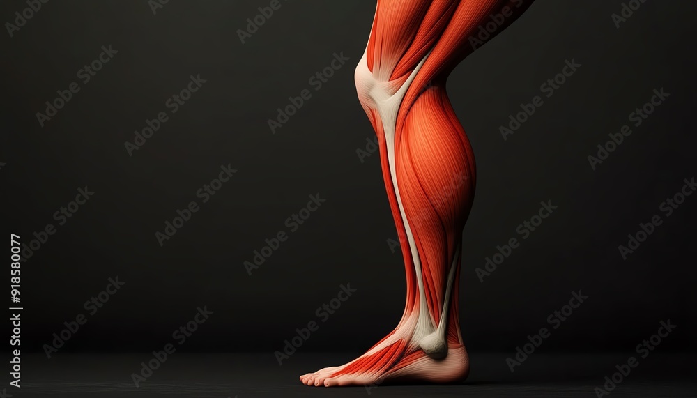 Closeup of the quadriceps muscle with visible nerve pathways ...