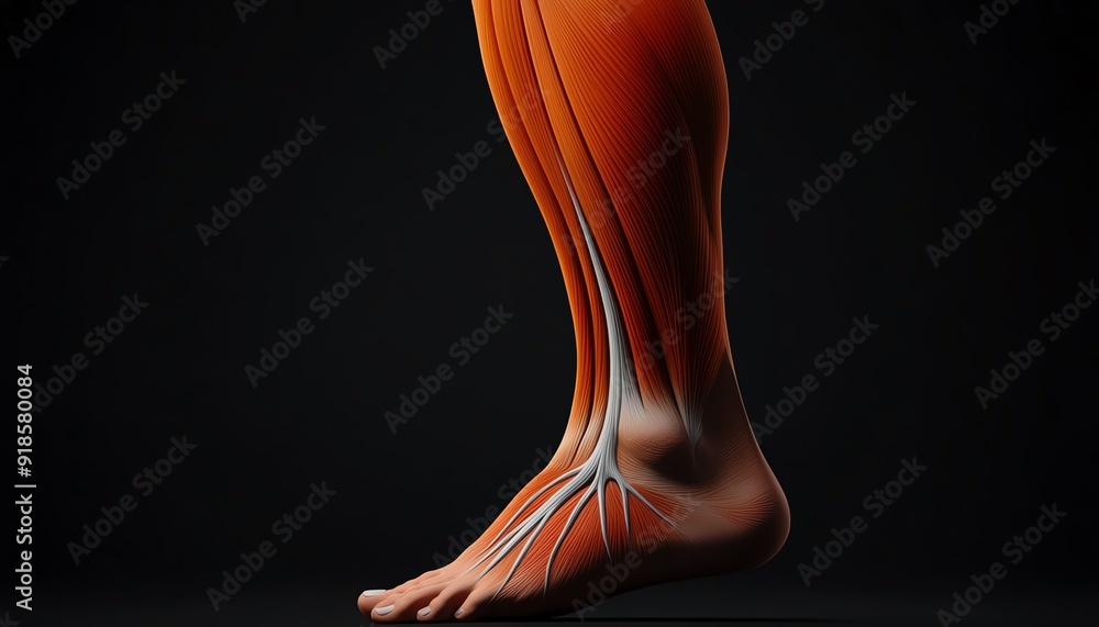 Closeup of the quadriceps muscle with visible nerve pathways ...