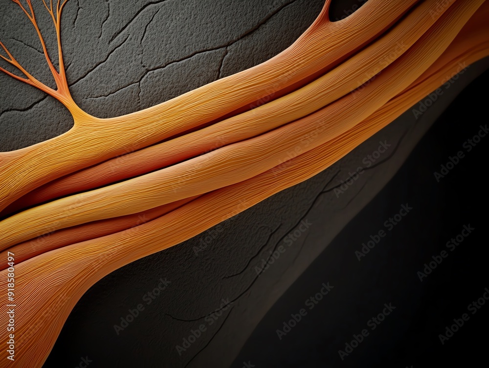 Detailed view of the diaphragm muscle with phrenic nerve connections ...