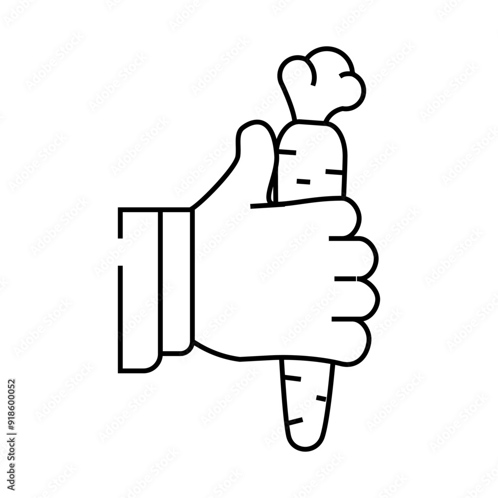 food hand carrot line icon vector. food hand carrot sign. isolated ...