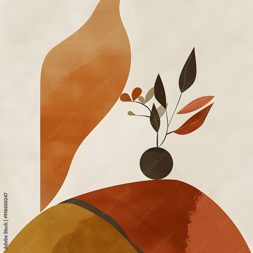 Abstract Minimalist Design with Simple Bold Shapes and Earth Tones ...