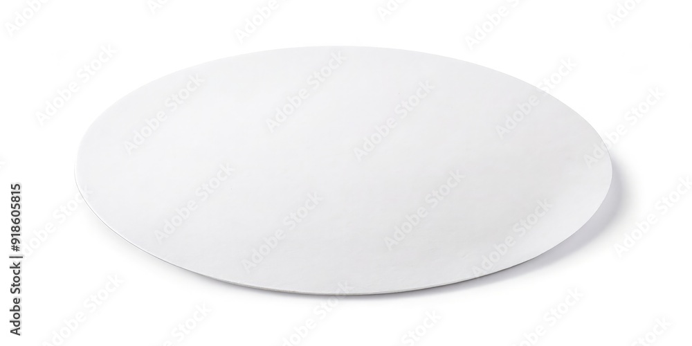 Blank white round paper sticker label isolated on a clean surface ready ...