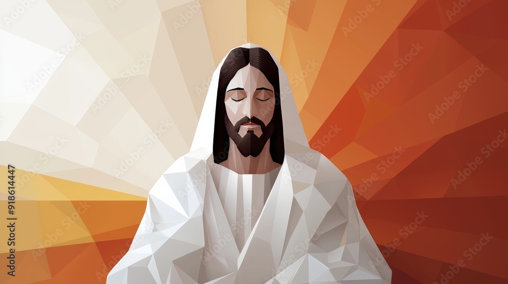 Revamp Jesus image with flat design, using geometric shapes and a ...