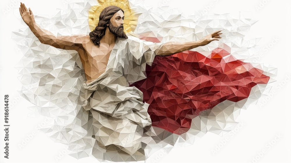 Abstract flat designs of Jesus using geometric shapes and a limited ...