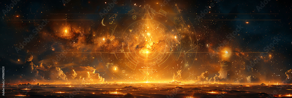 Digital representation of the Book of Thoth interwoven with lines of ...