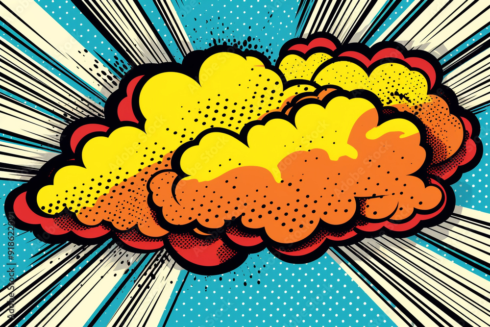 clouds comic book pop art retro vivid colour illustration. Comic book ...