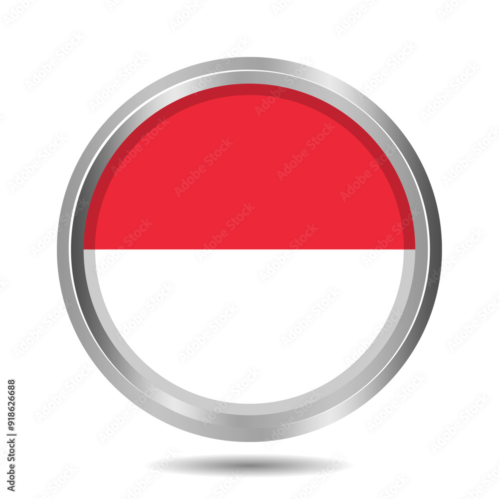 Indonesian Flag Button Isolated on White, 3D Illustration of the ...