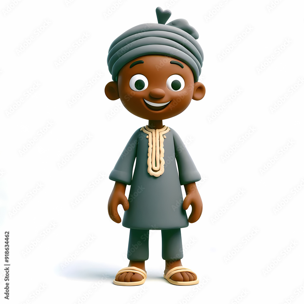 Nigeria Cultural Character boy in Traditional Hausa Outfit with Gele ...