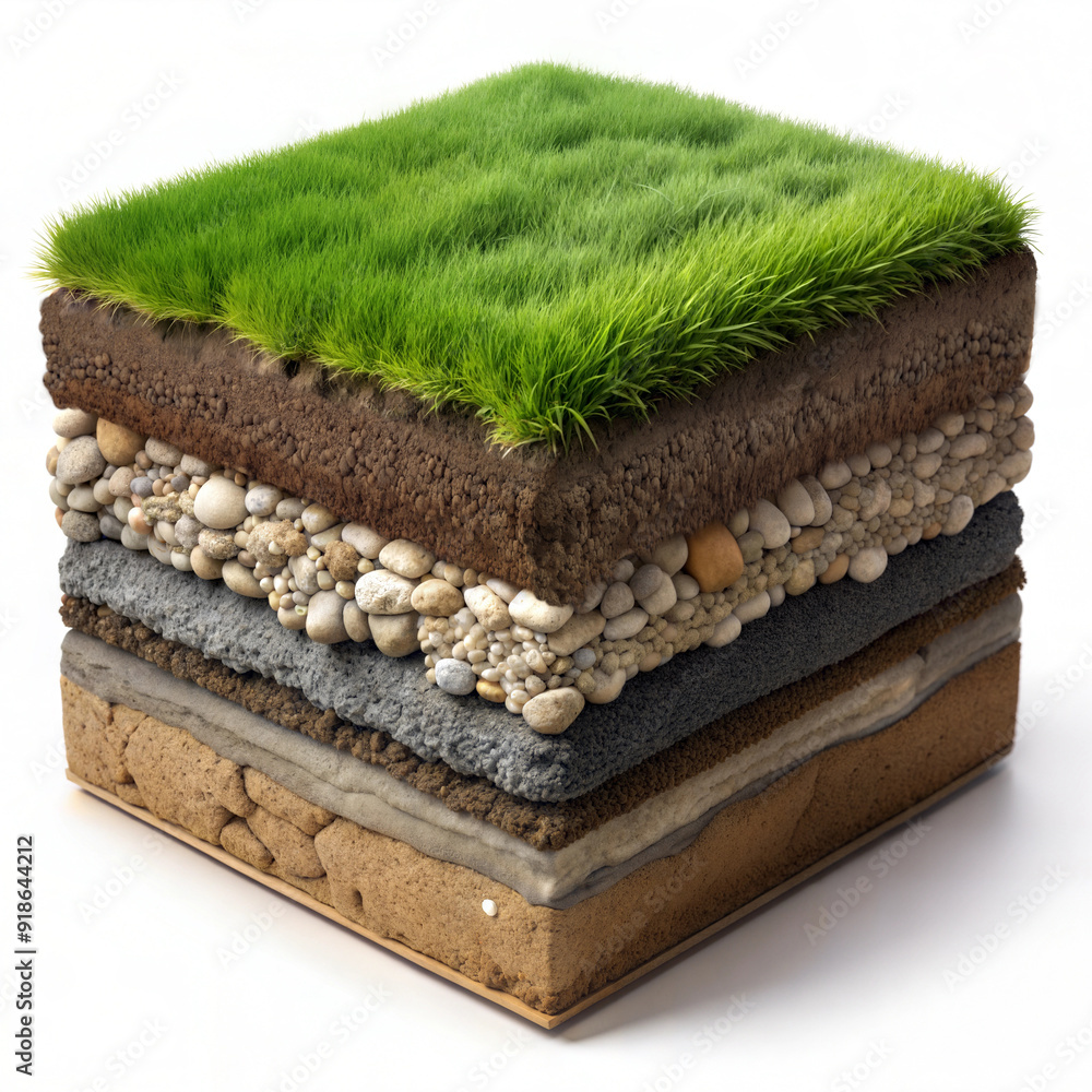 A cross-section of a humus-rich, dark-colored type of soil formed on ...