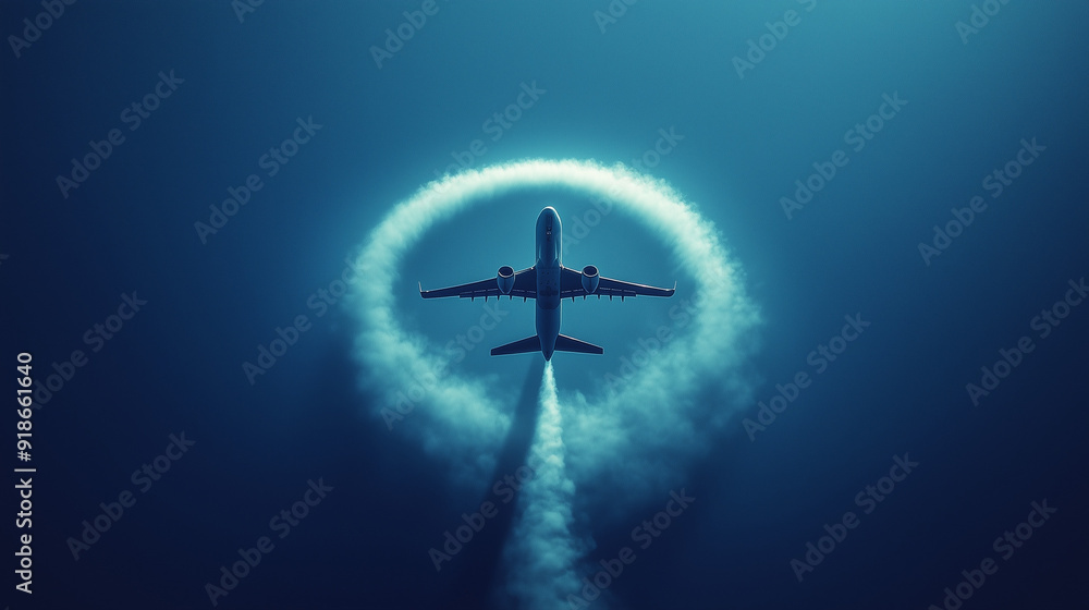 High-Flying Airplane Leaving a Perfect Circular Vapor Trail in the Sky ...