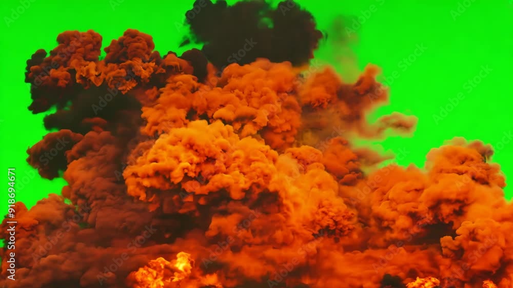 Motion animation of atomic bomb explosion on green screen background ...