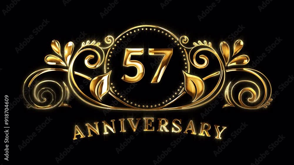 57th Anniversary Celebration. Happy 57 Years Anniversary Animation in ...