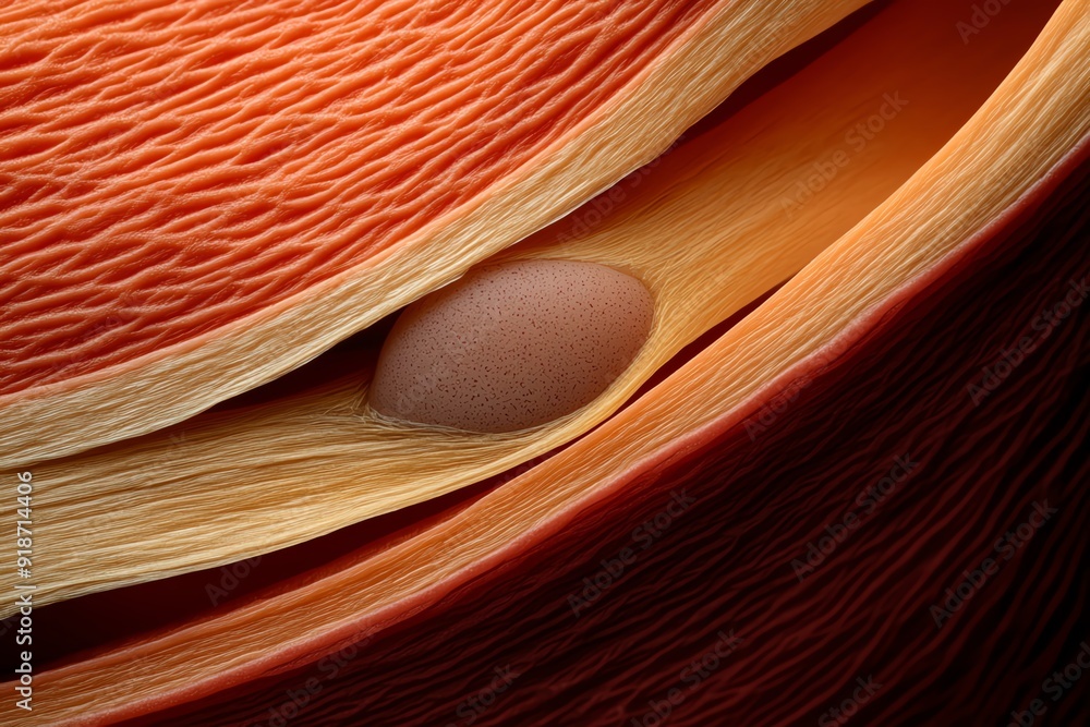 Closeup of a hair follicle with a visible sebaceous gland and ...