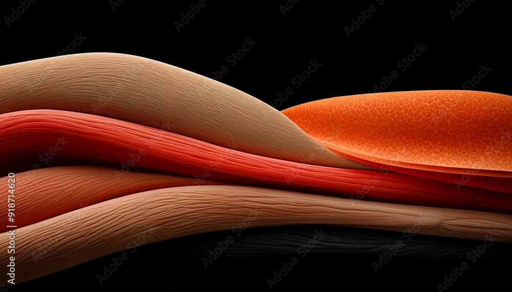 Closeup of the stomach lining with visible rugae and underlying muscle ...