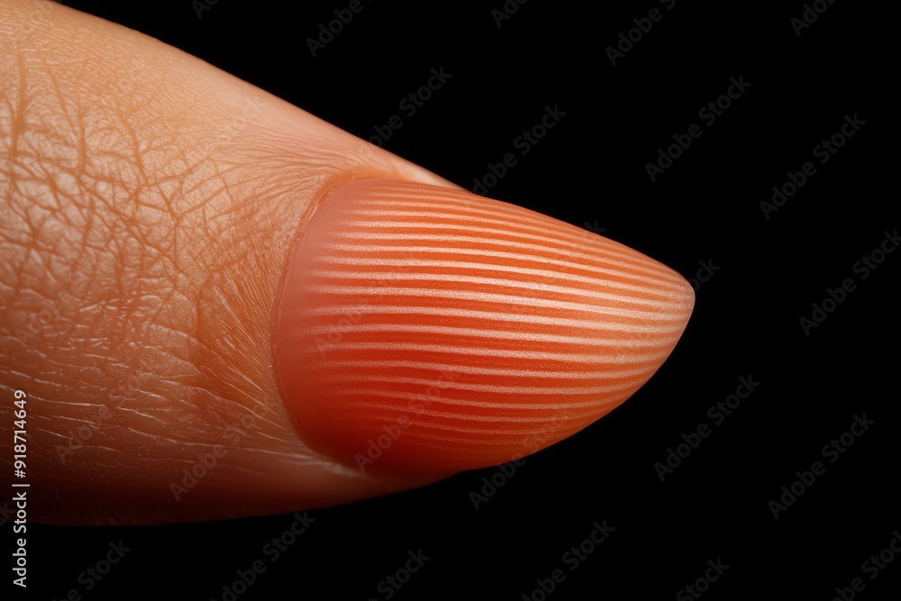 Detailed view of a fingernail and the surrounding cuticle, highlighting ...