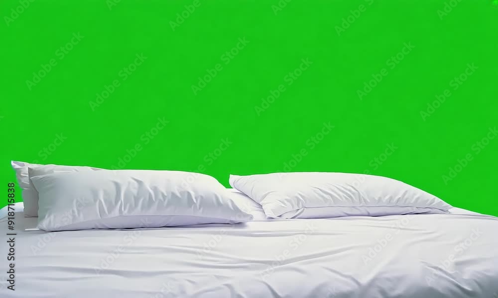 Minimalist white bed with green screen background with ai generated ...