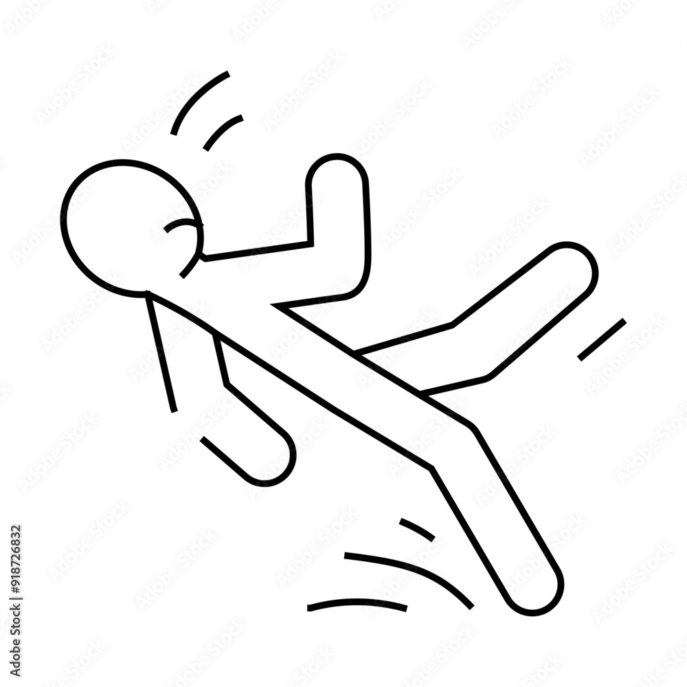 slipped man fall accident line icon vector. slipped man fall accident ...