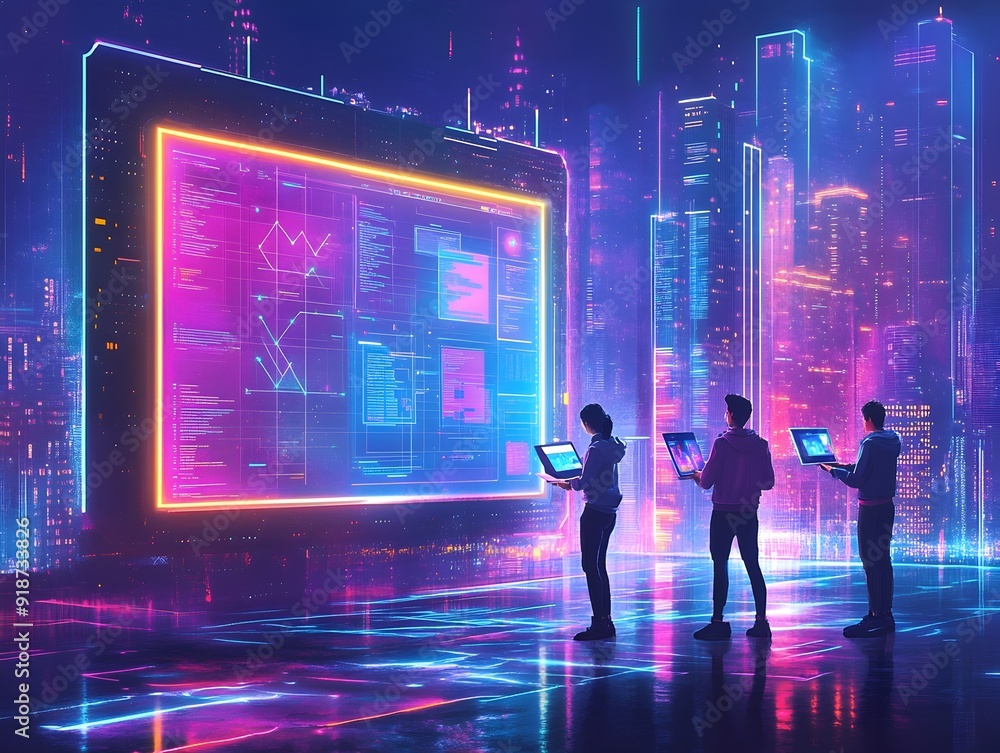 Futuristic Virtual Hub with Cutting Edge Data Visualizations and ...