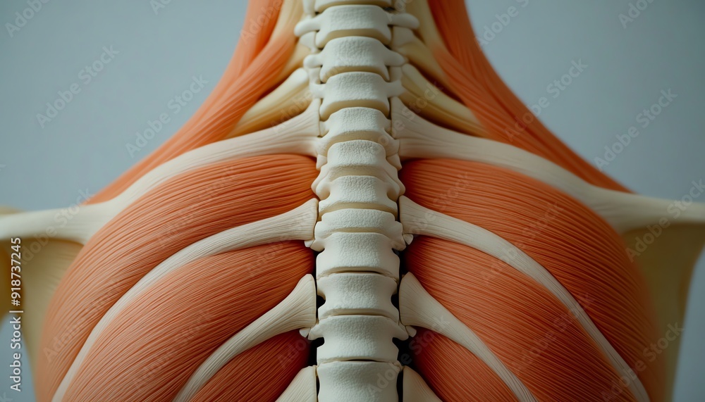 Detailed view of the intercostal muscles between the ribs, showing ...