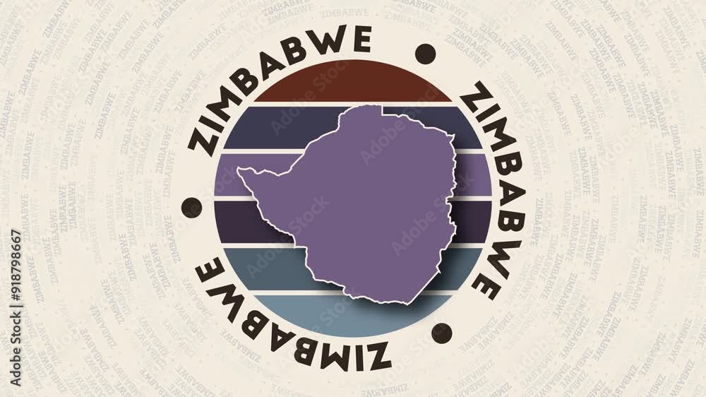 Zimbabwe logo intro. Badge with the circular name and map of country ...