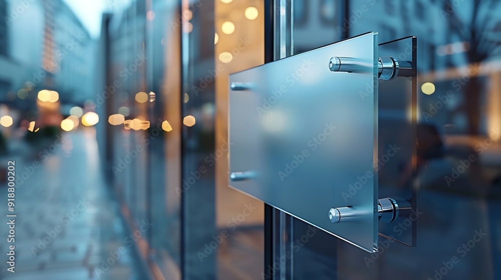 Transparent glass sign plate on wall mockup Template of a blank ...