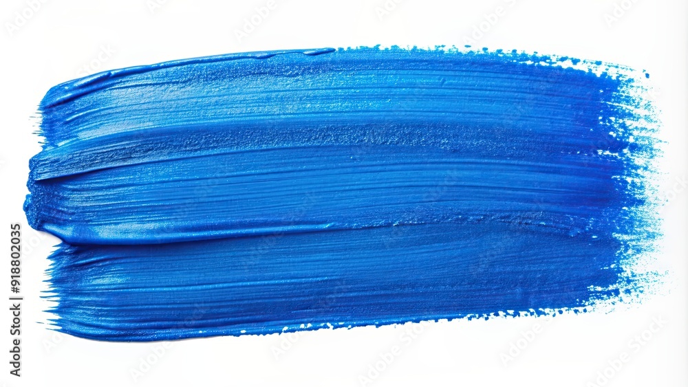 Blue matte paint brush stroke swatch on white background , art, design ...