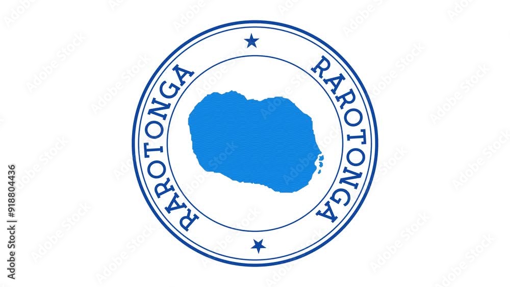 Rarotonga intro. Badge with the circular name and map of island ...