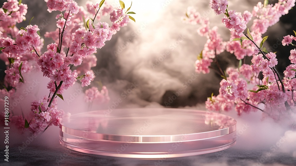 240804 119. Floating transparent platform with cherry blossom garden ...