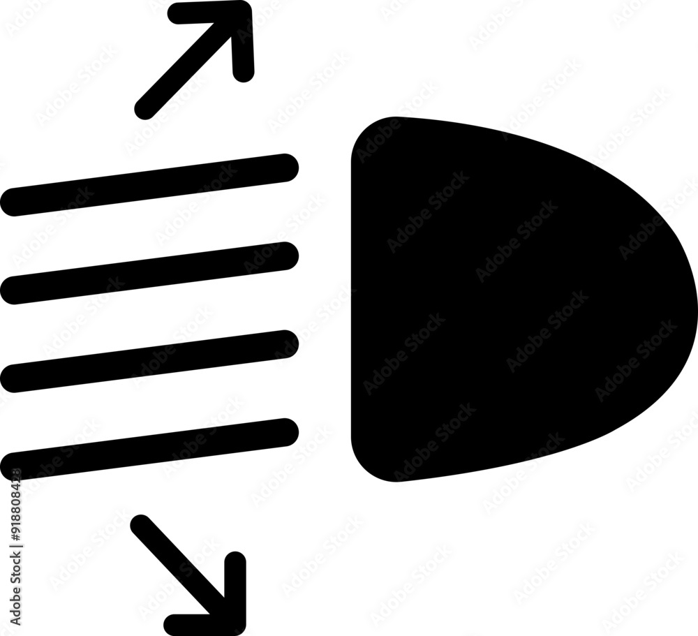 Headlight, light indicator dashboard Flat icon. Vector high beam. Car ...