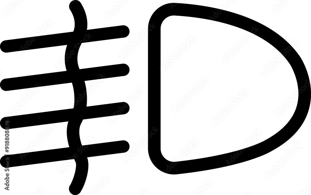Headlight, light indicator dashboard linear icon. Vector high beam. Car ...