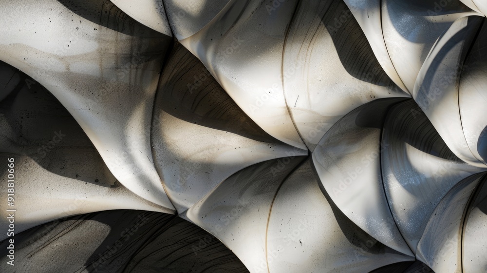 Curved concrete surfaces create captivating shadows as twilight ...