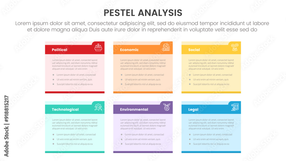 pestel business analysis tool framework infographic with small table ...