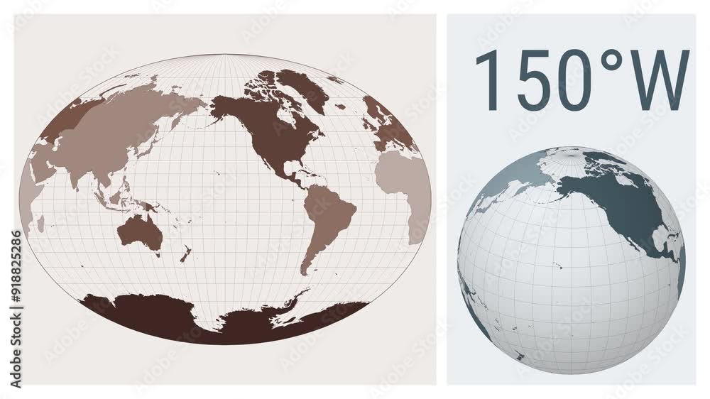 World Map Animation. Fahey pseudocylindrical projection. Colored ...